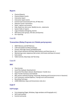 Sap abap online training course | PDF