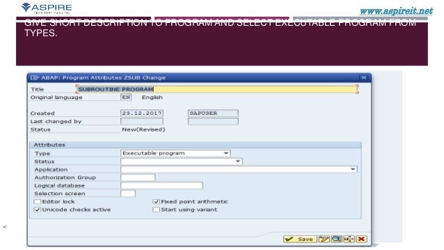 Sap Abap Training How To Create Subroutine 5439