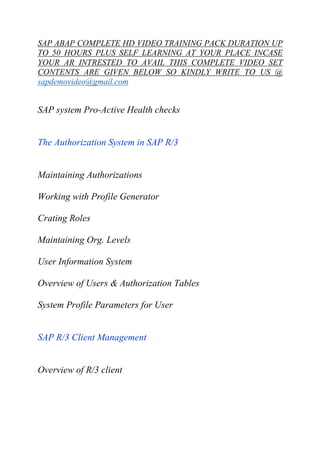 SAP ABAP TRAINING VIDEO TUTORIAL | PDF