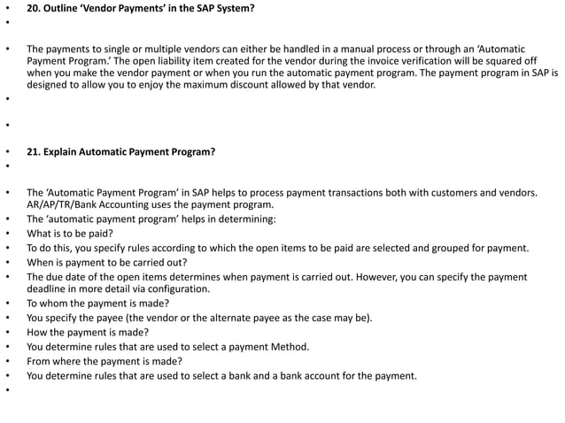 Sap accounts payable interview questions and answers pdf | PPTX