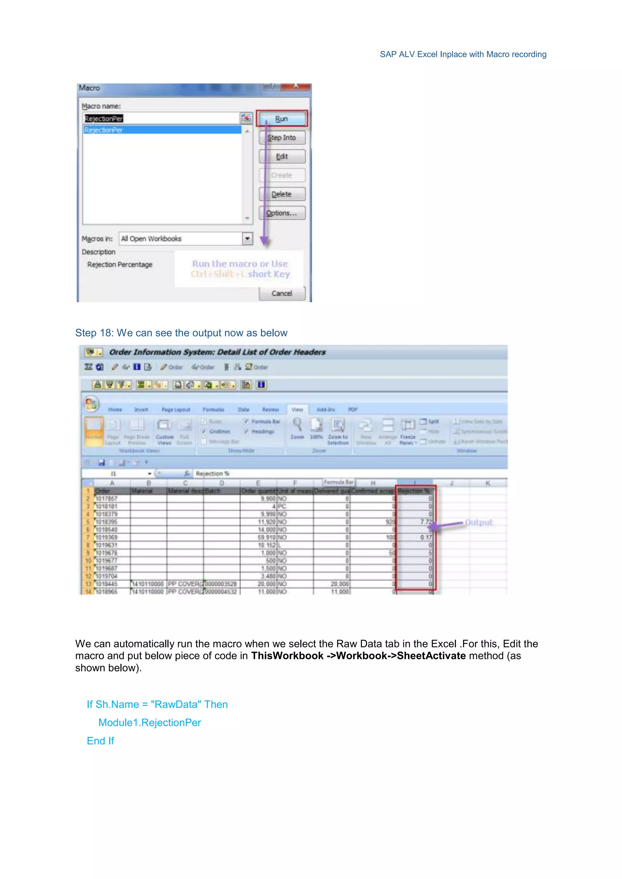 Sap alv excel inplace with macro recording sapignite | DOCX