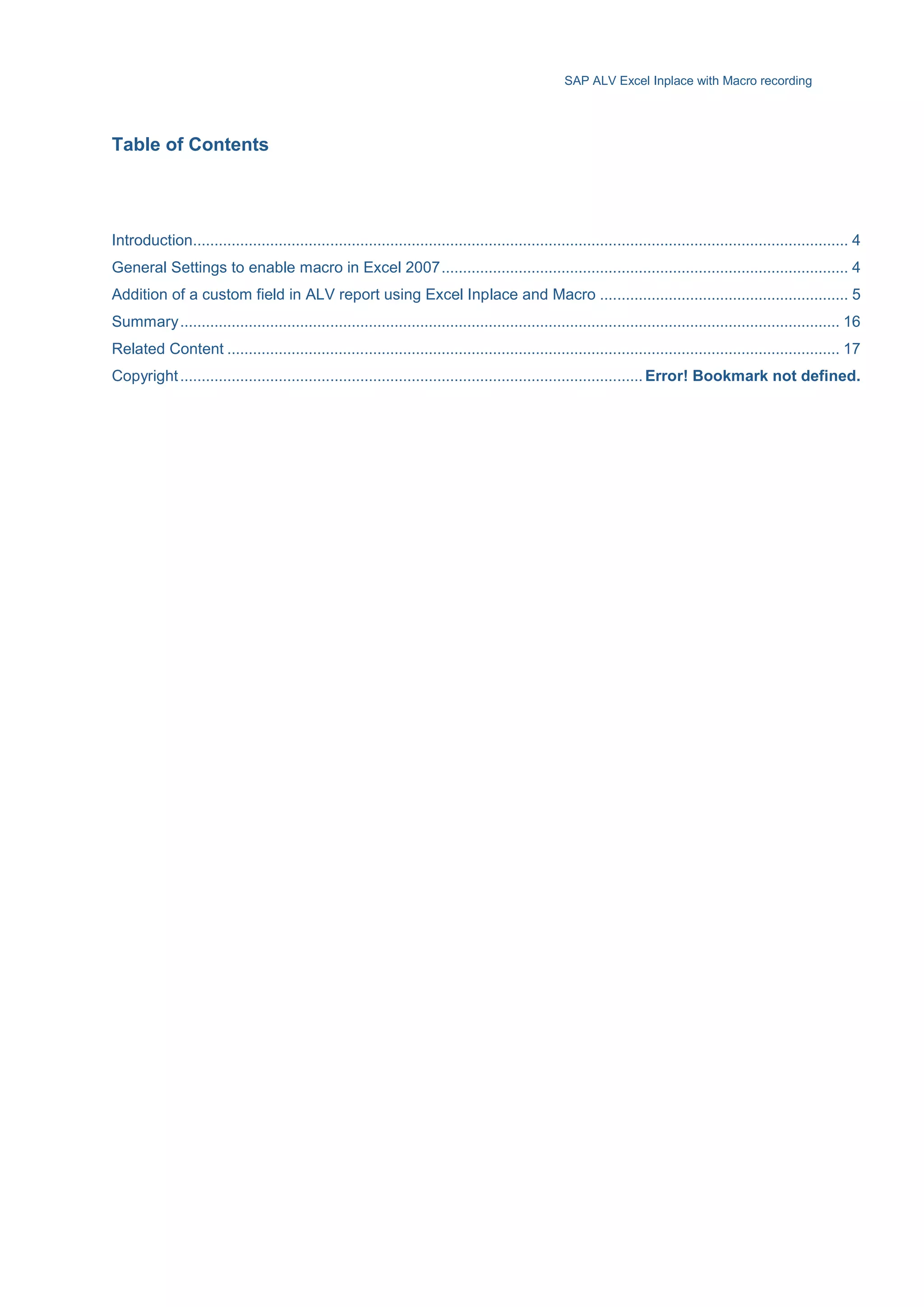 Sap alv excel inplace with macro recording sapignite | DOCX