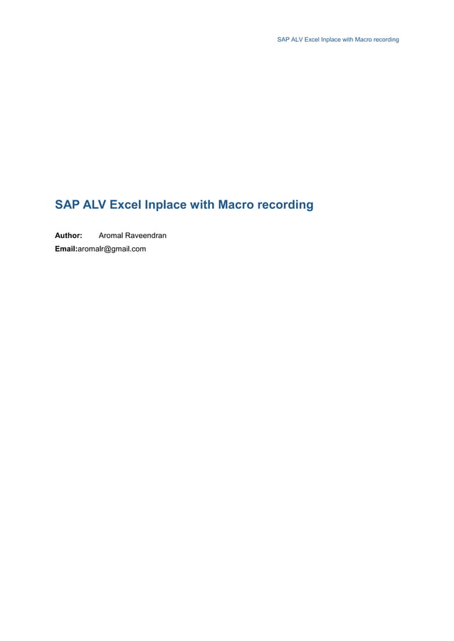 Sap alv excel inplace with macro recording sapignite | DOCX