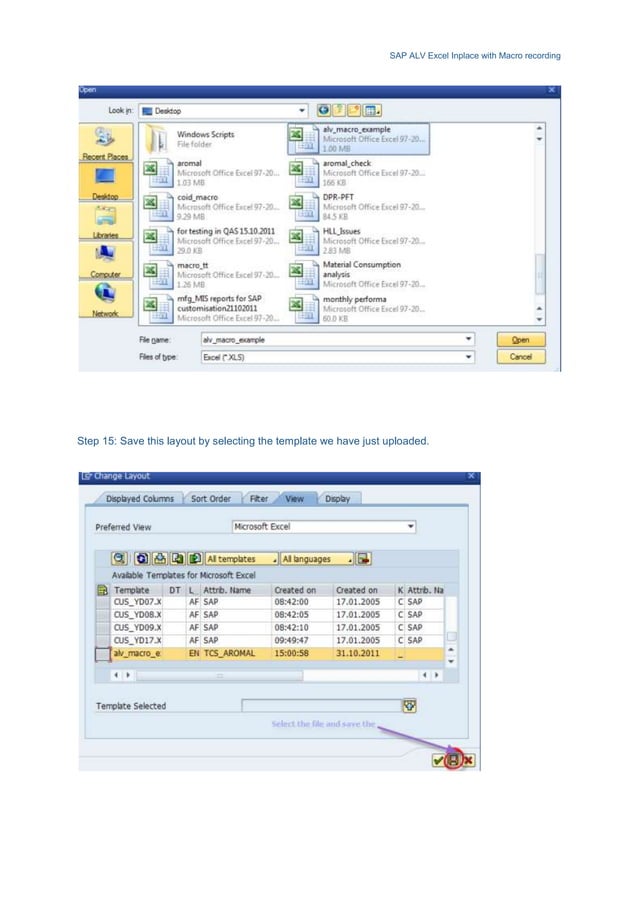 Sap alv excel inplace with macro recording sapignite | DOCX