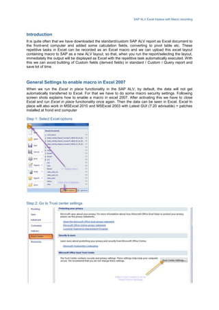 Sap alv excel inplace with macro recording sapignite | DOCX