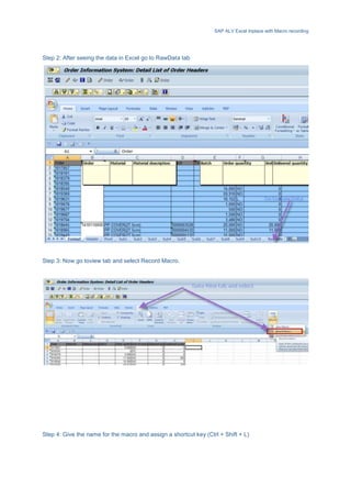 Sap alv excel inplace with macro recording sapignite | DOCX