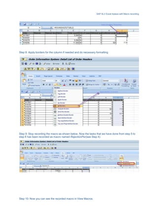 Sap alv excel inplace with macro recording sapignite | DOCX