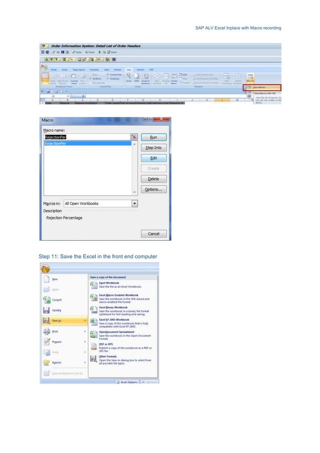 Sap alv excel inplace with macro recording sapignite | DOCX