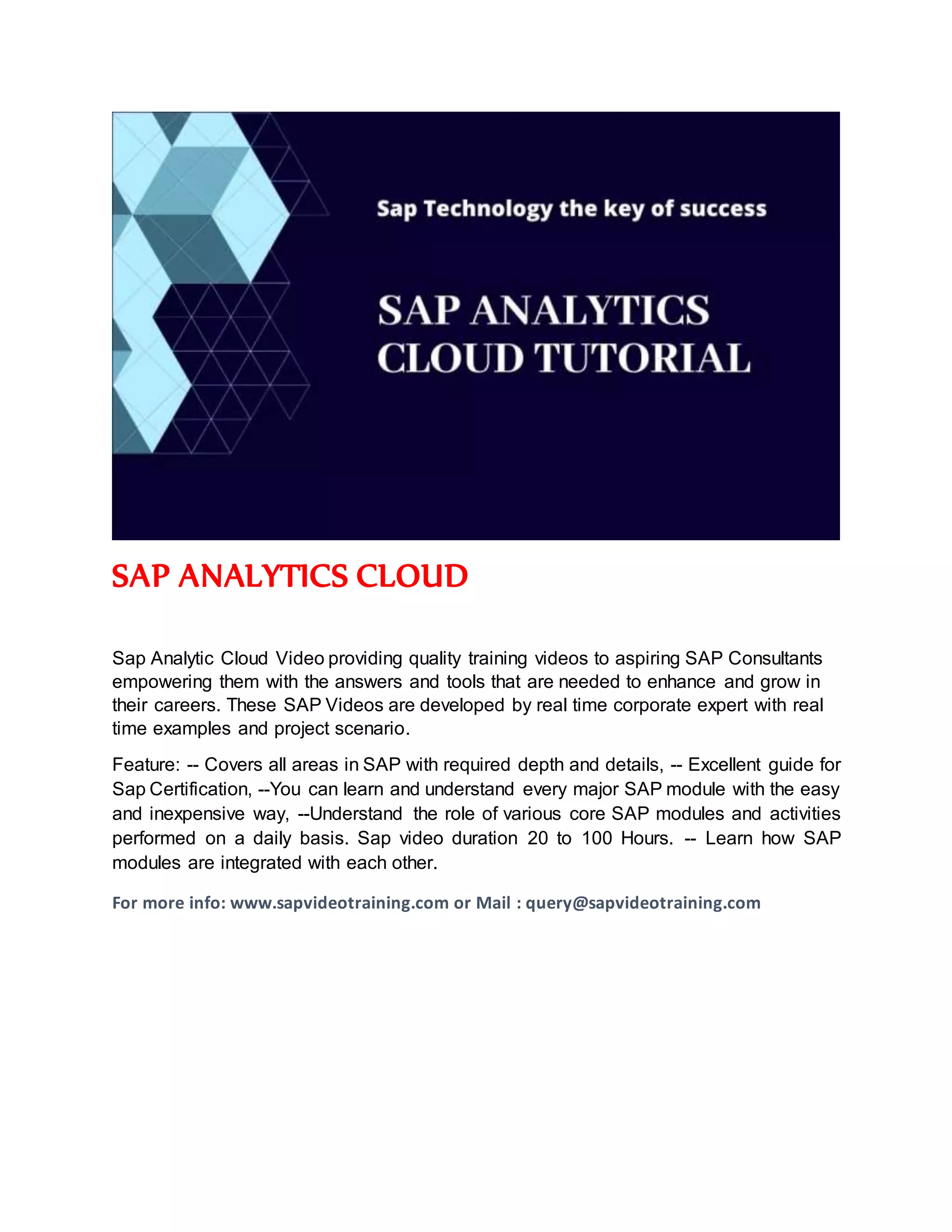 Sap Analytics Cloud Tutorial | PDF