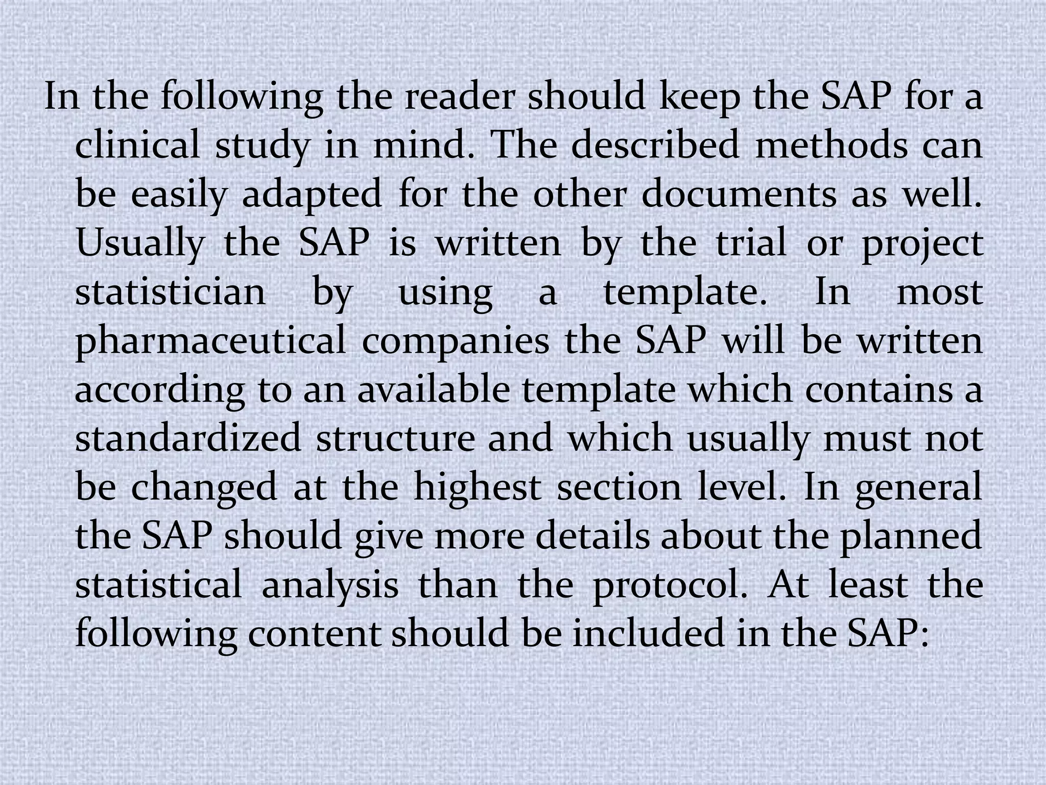 Sap and its importance in clinical research | PPTX