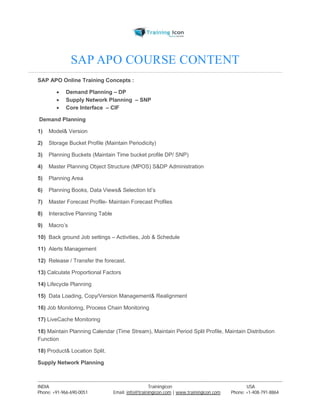 SAP APO ONLINE TRAINING | PDF