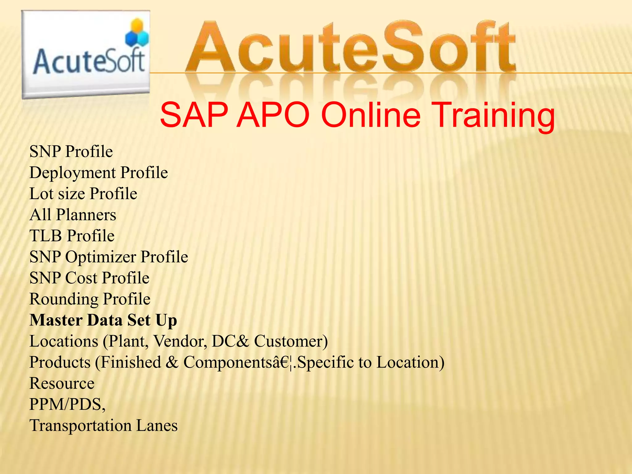 Sap apo online training | PPSX