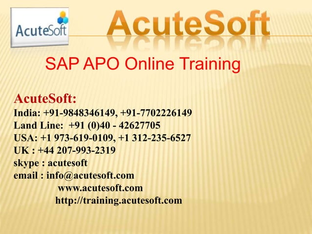 Sap apo online training | PPT