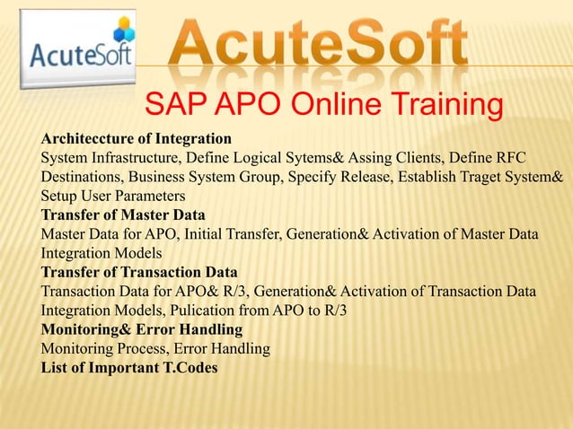 Sap apo online training | PPSX