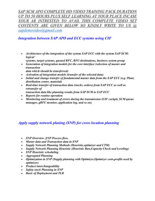 SAP APO TRAINING VIDEO TUTORIAL | PDF
