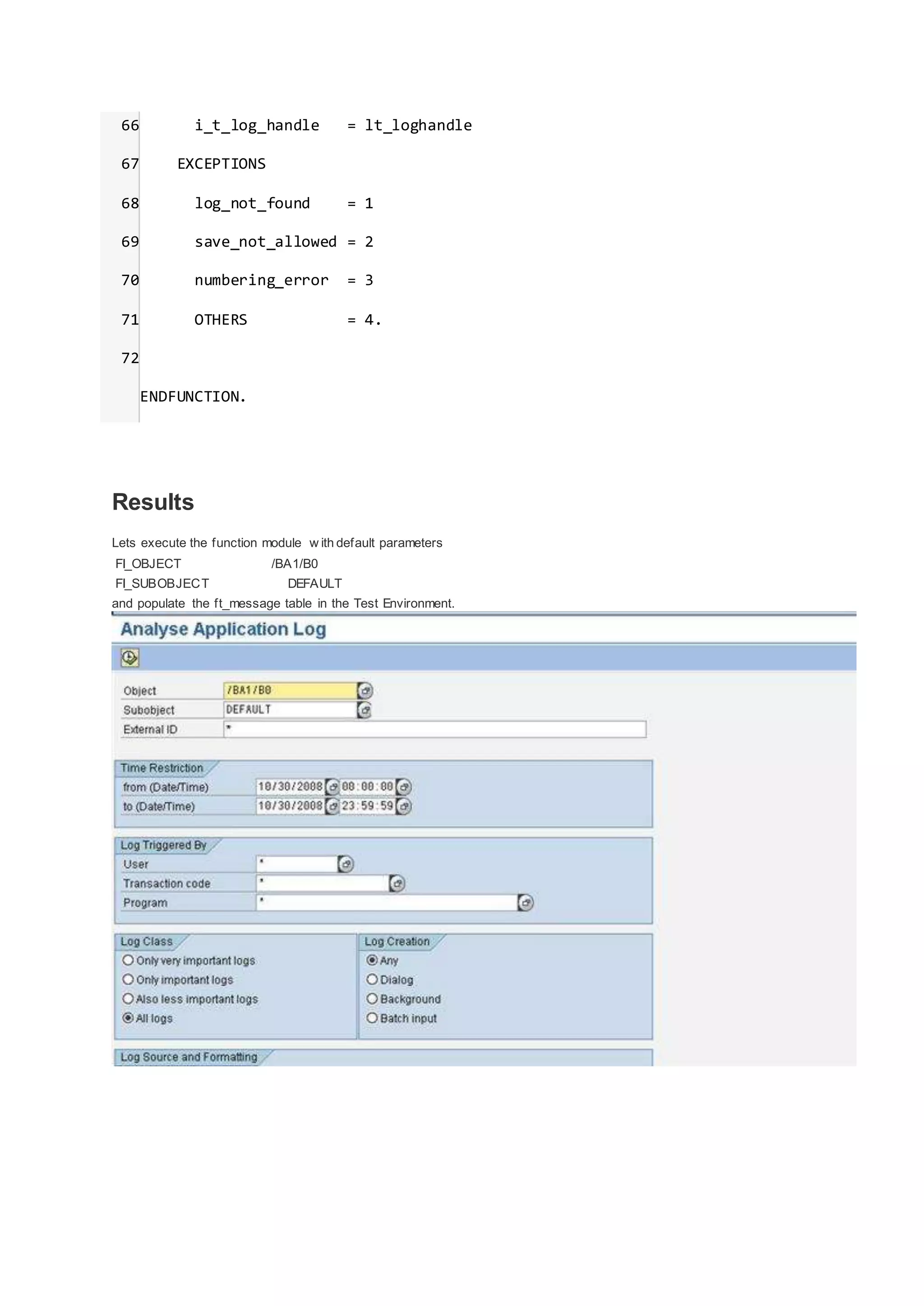 Sap application log | DOCX