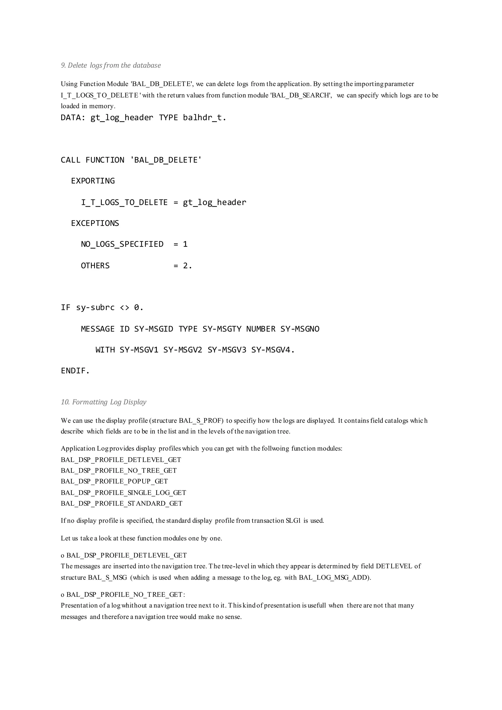 Sap application log | DOCX
