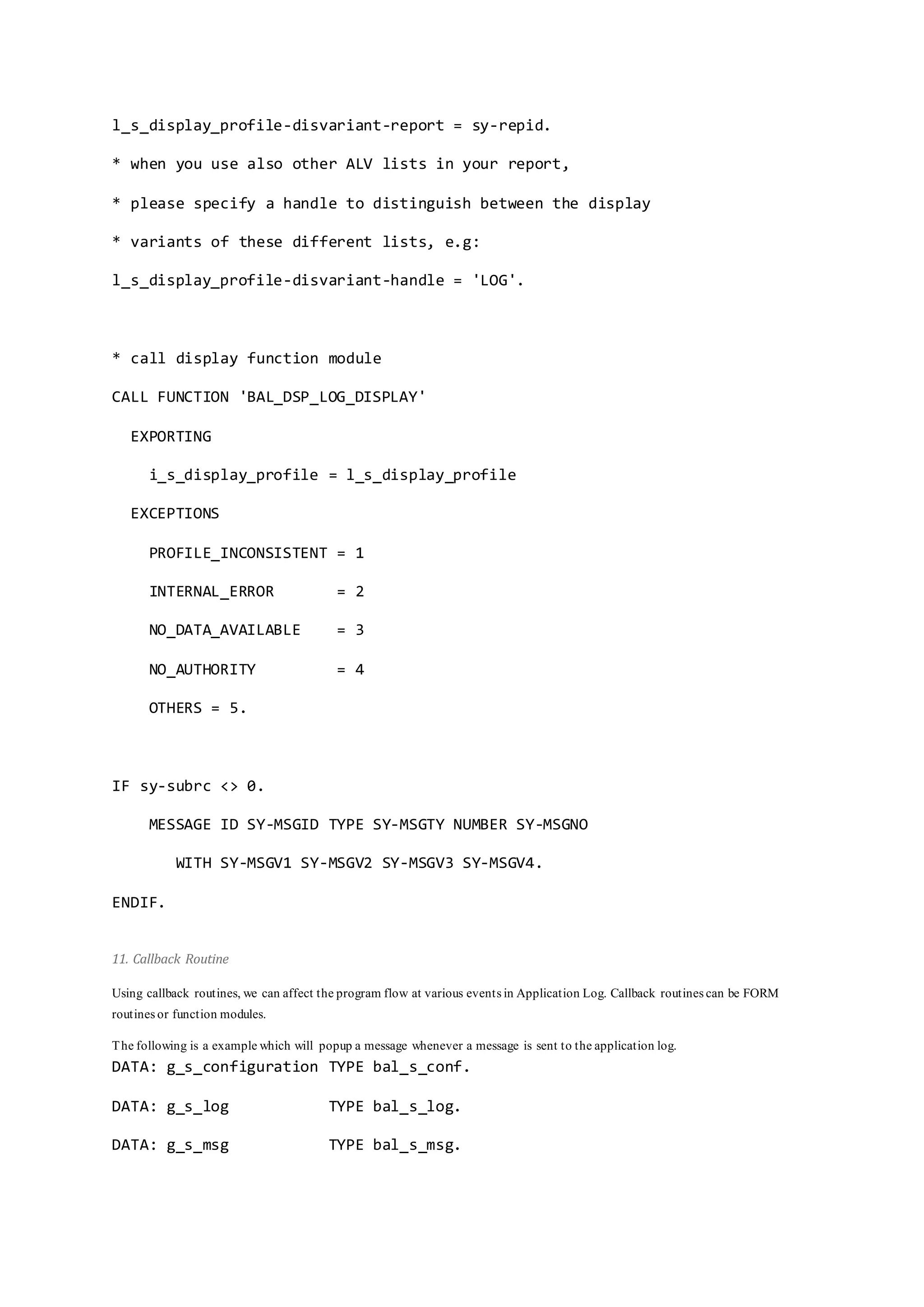 Sap application log | DOCX