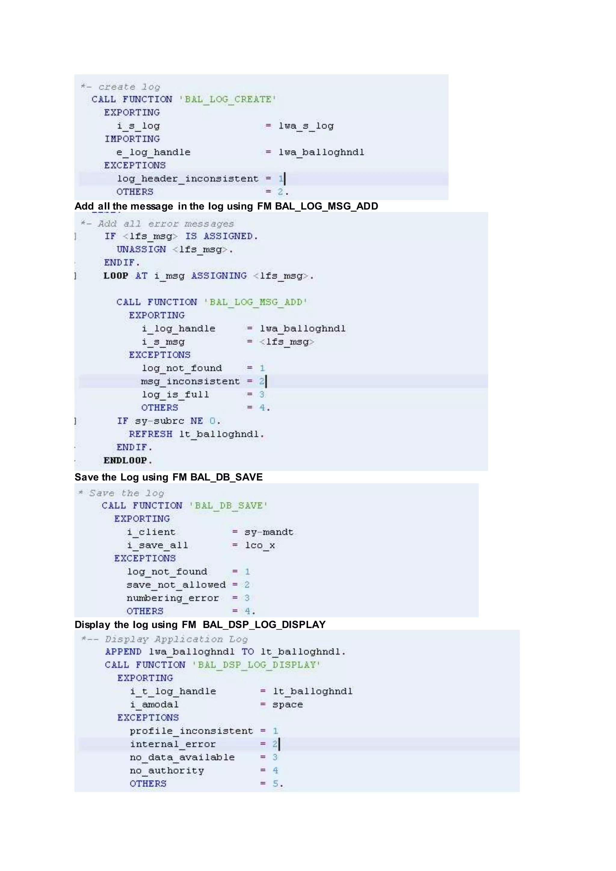 Sap application log | DOCX