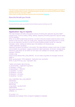 Sap application log | DOCX