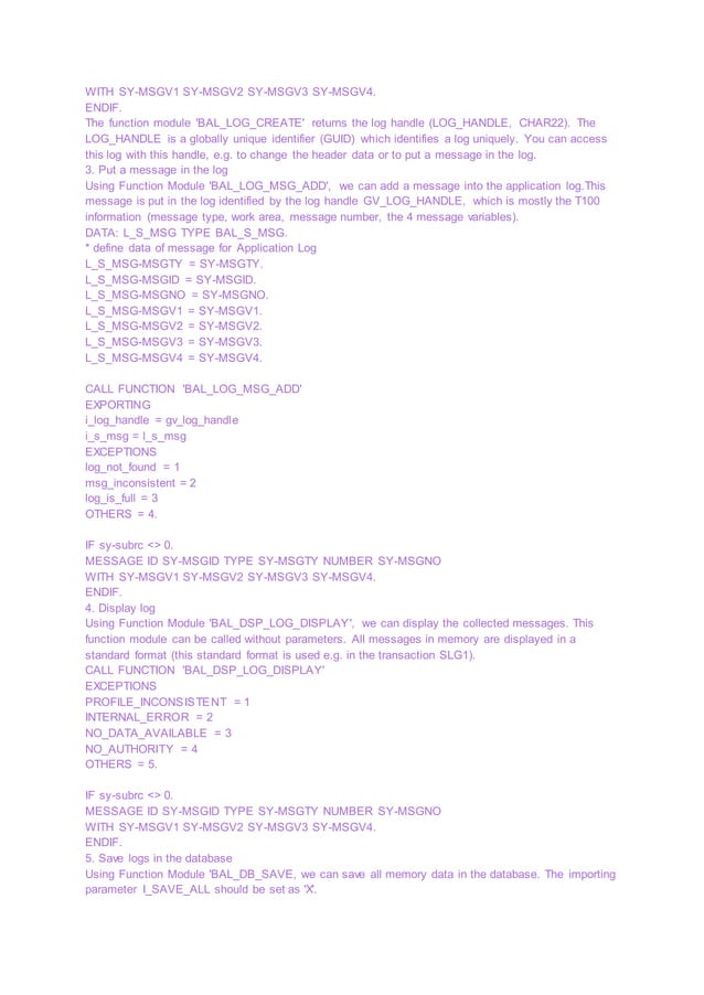 Sap application log | DOCX