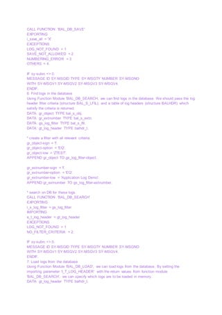 Sap application log | DOCX