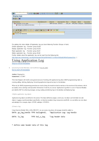 Sap application log | DOCX