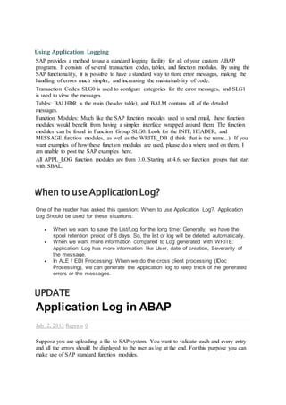 Sap application log | DOCX