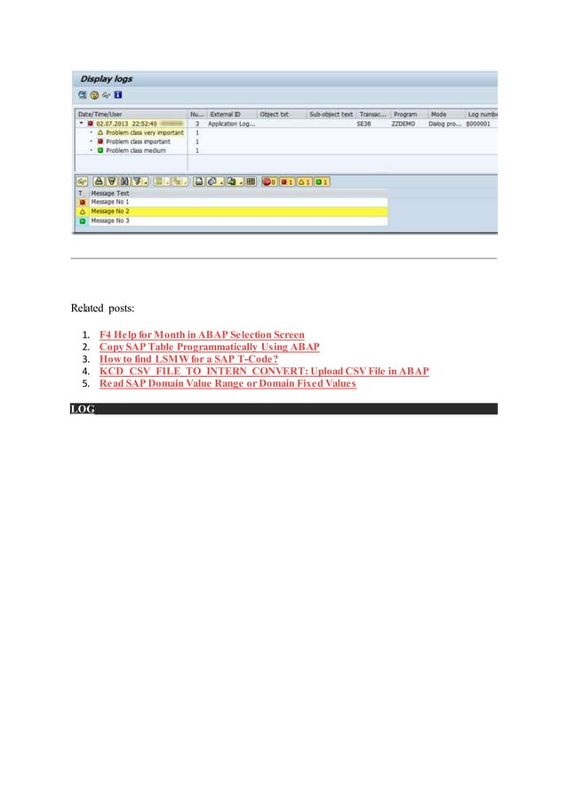 Sap application log | DOCX