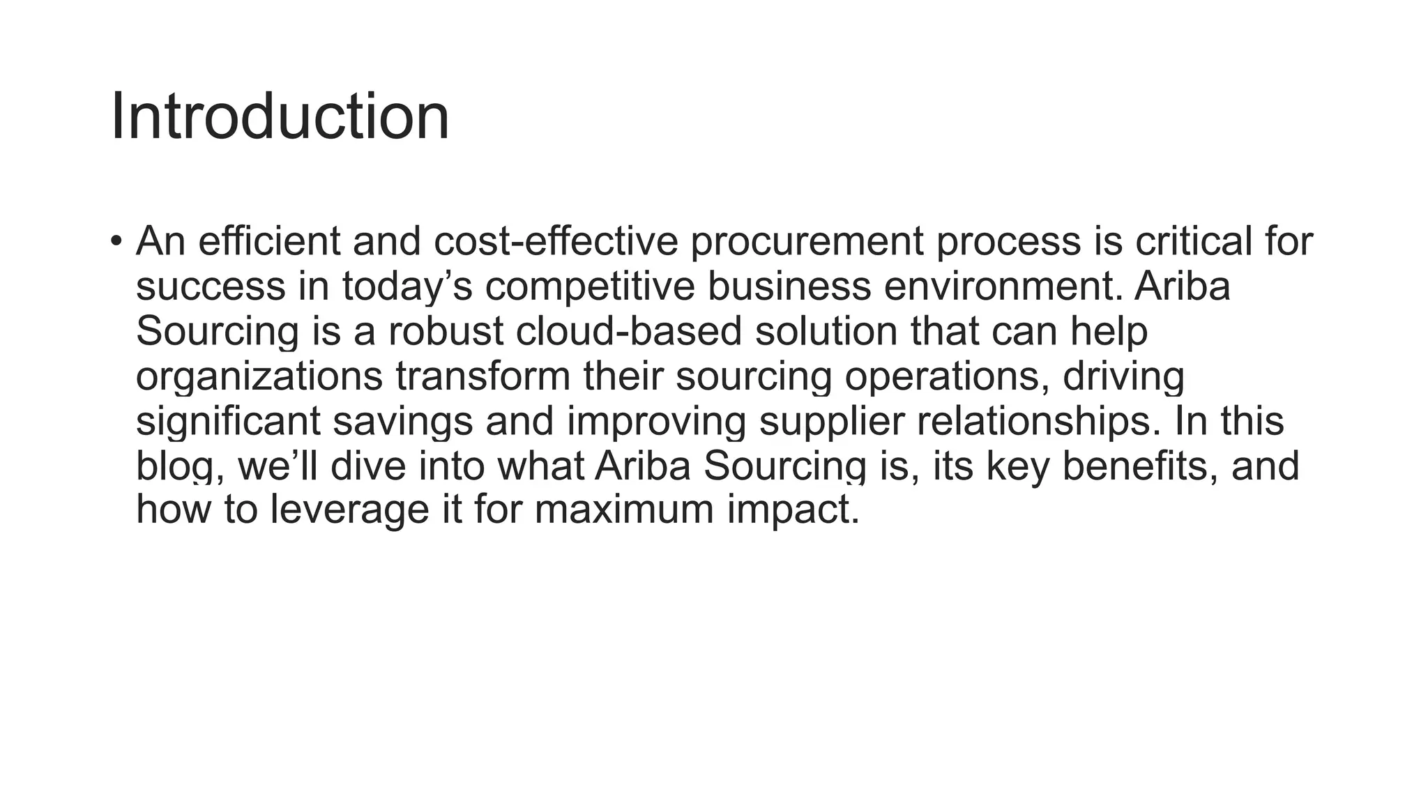 The Power of Ariba Sourcing: Streamlining Your Procurement Process | PPTX