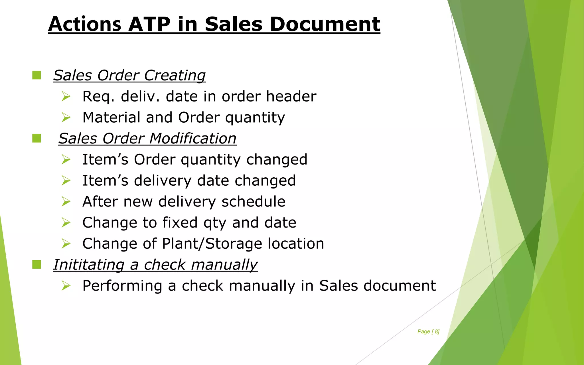 SAP ATP check for Sales Order | PDF