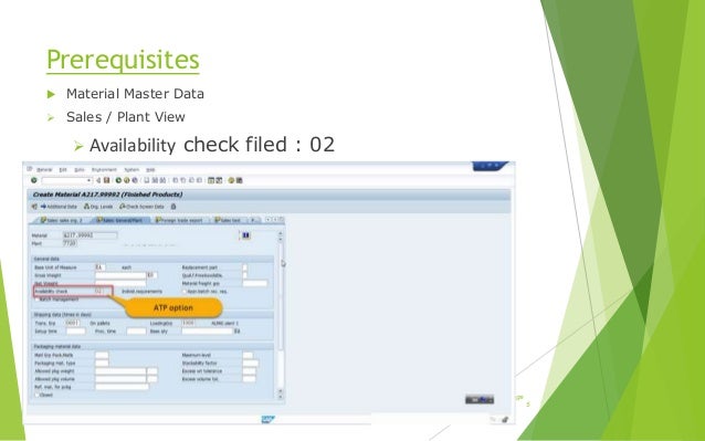 SAP ATP check for Sales Order