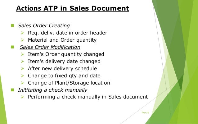 SAP ATP check for Sales Order