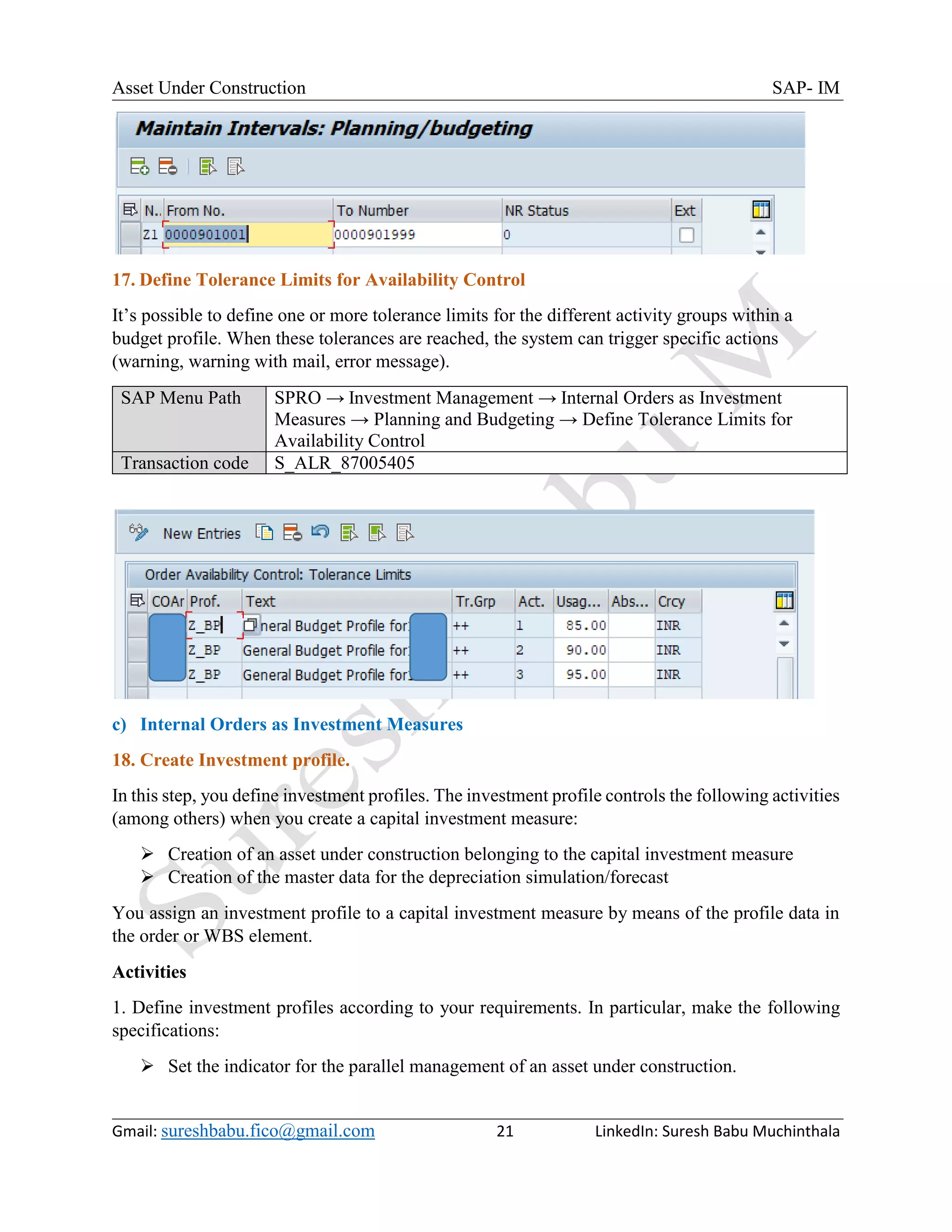 Sap auc internal orders as investment measures | PDF
