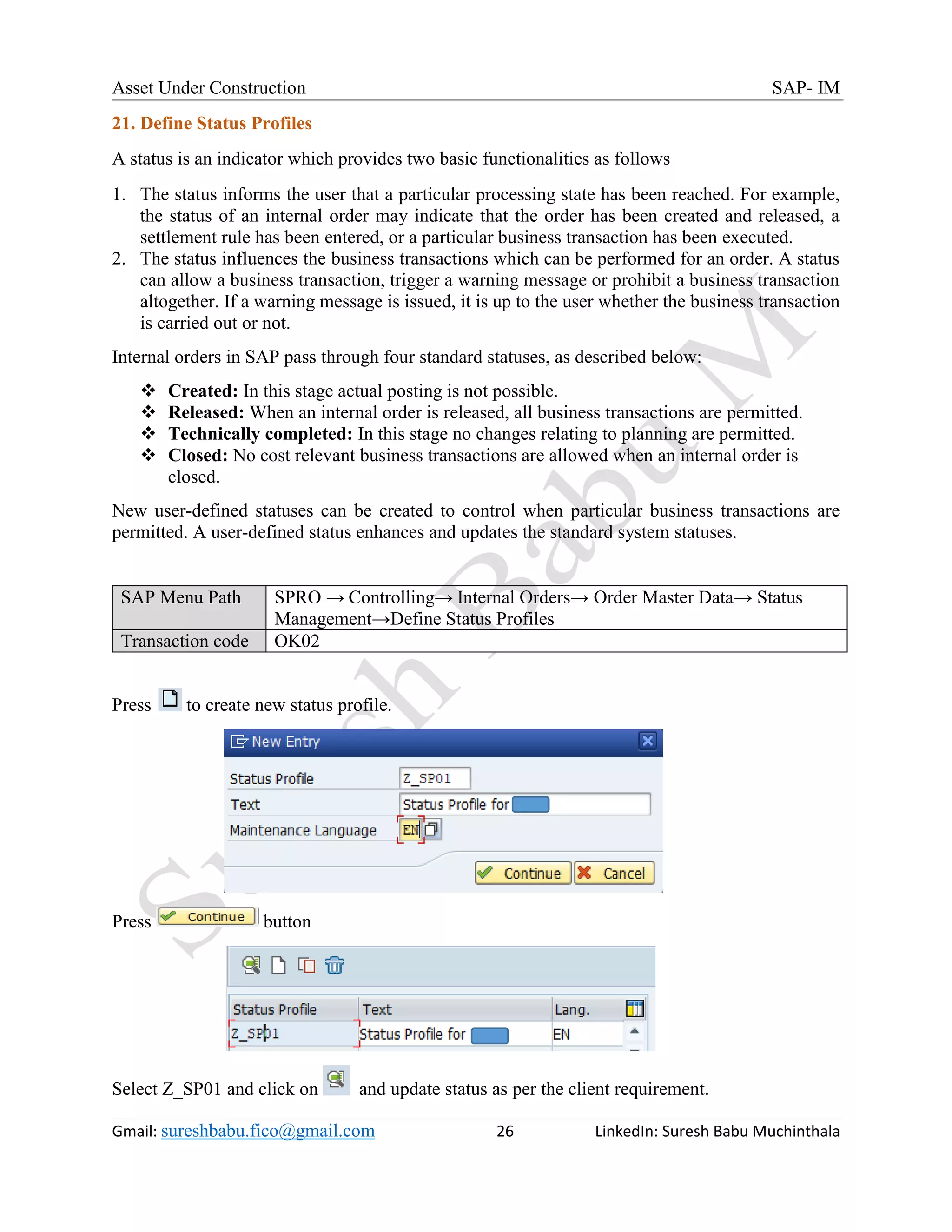 Sap auc internal orders as investment measures | PDF