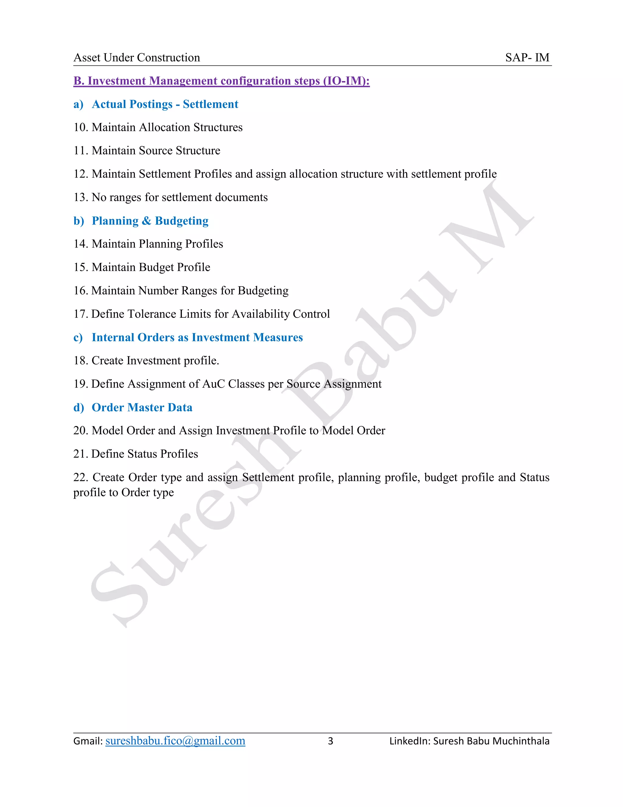 Sap auc internal orders as investment measures | PDF