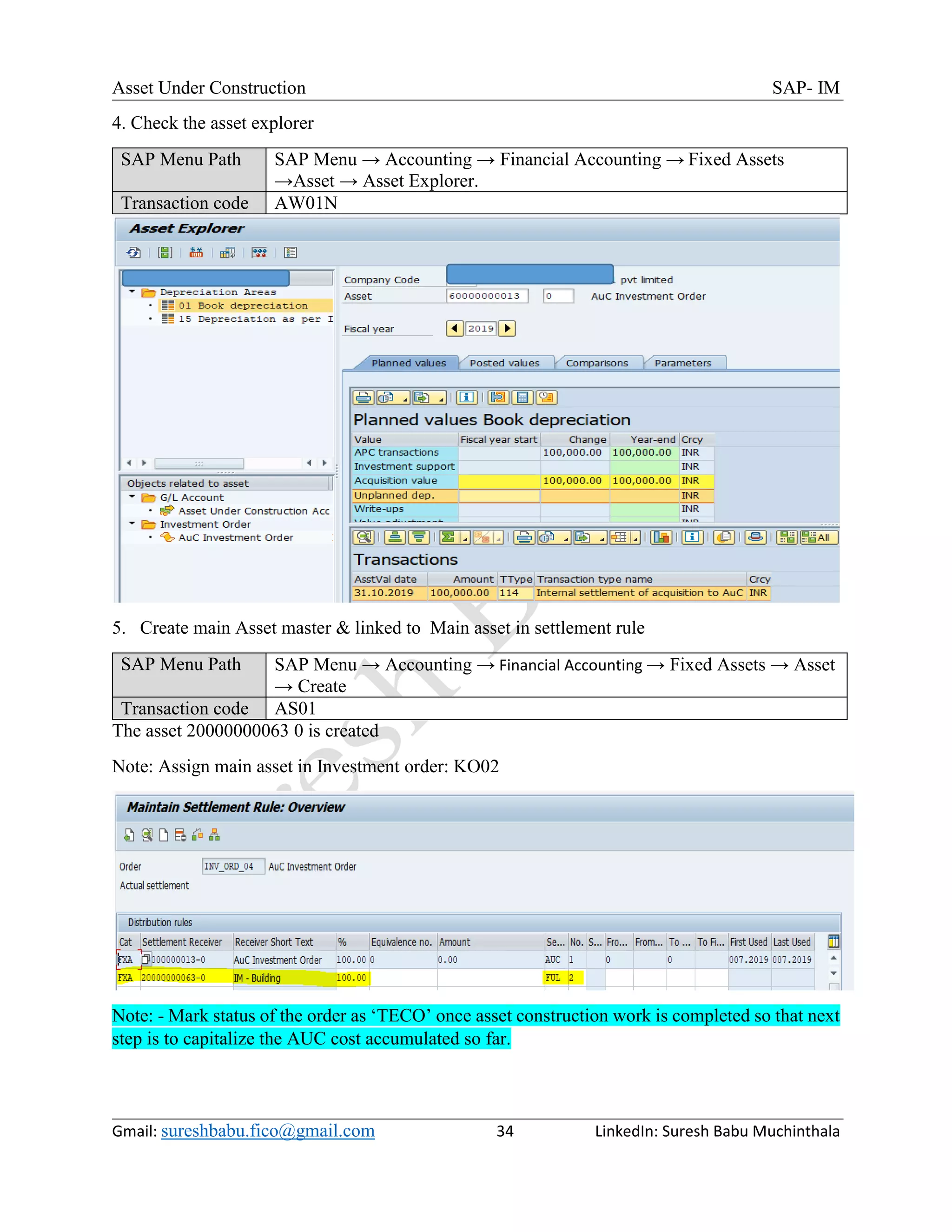 Sap auc internal orders as investment measures | PDF