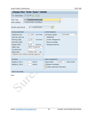 Sap auc internal orders as investment measures | PDF