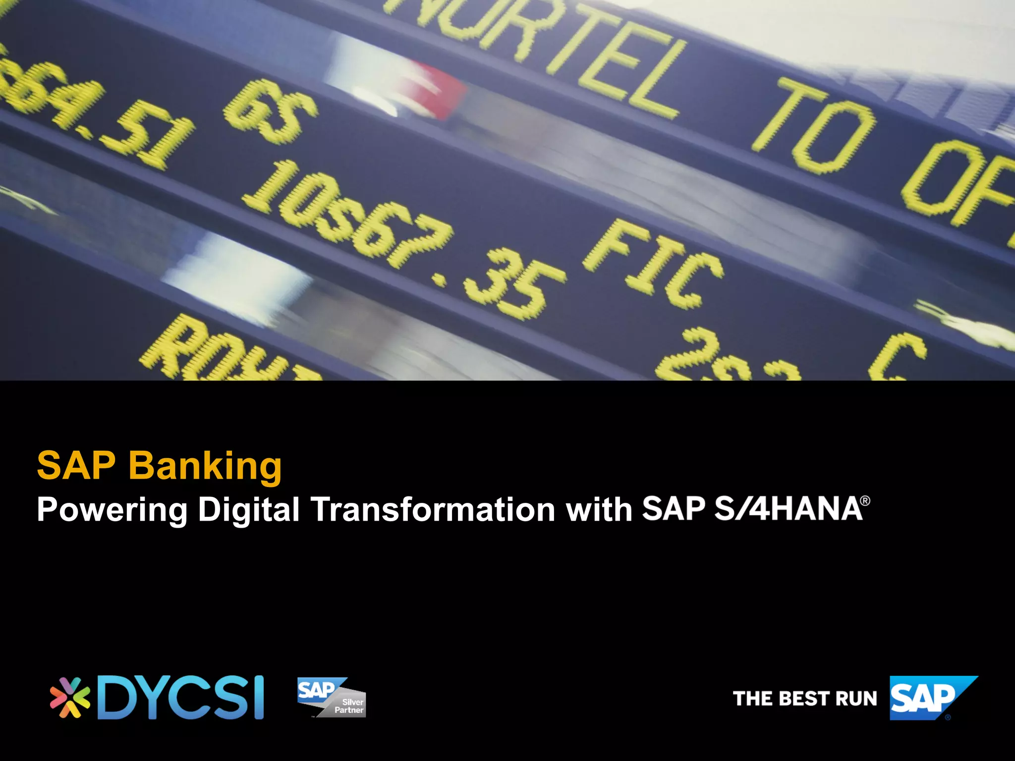 SAP Banking - Powering Digital Transformation with SAP S/4 HANA | PDF