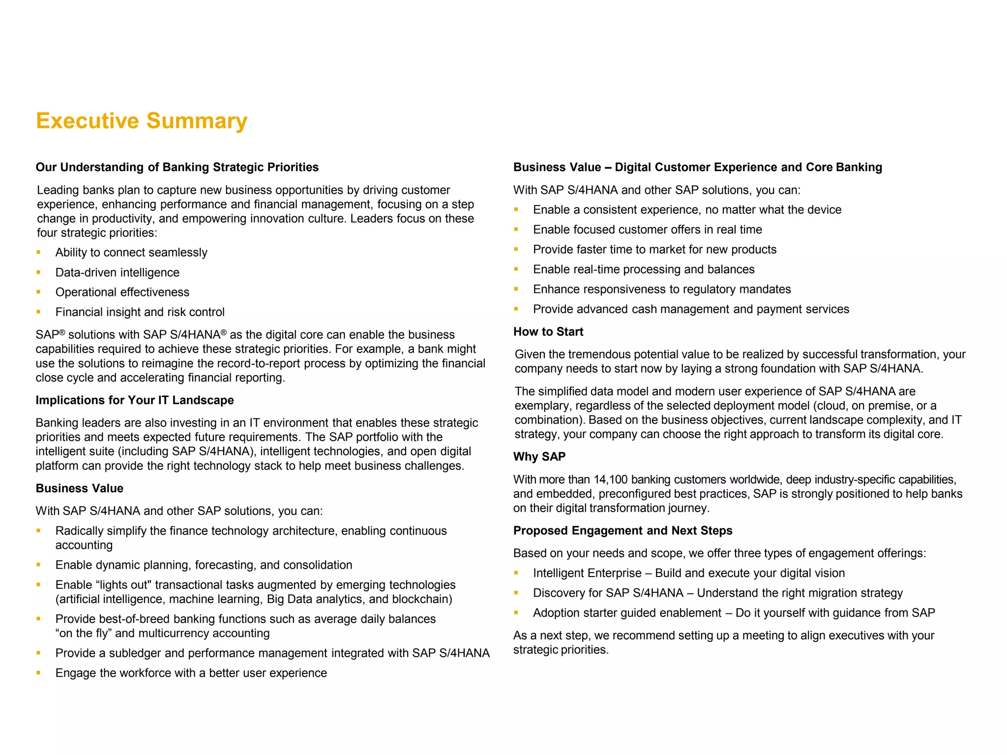 SAP Banking - Powering Digital Transformation with SAP S/4 HANA | PDF