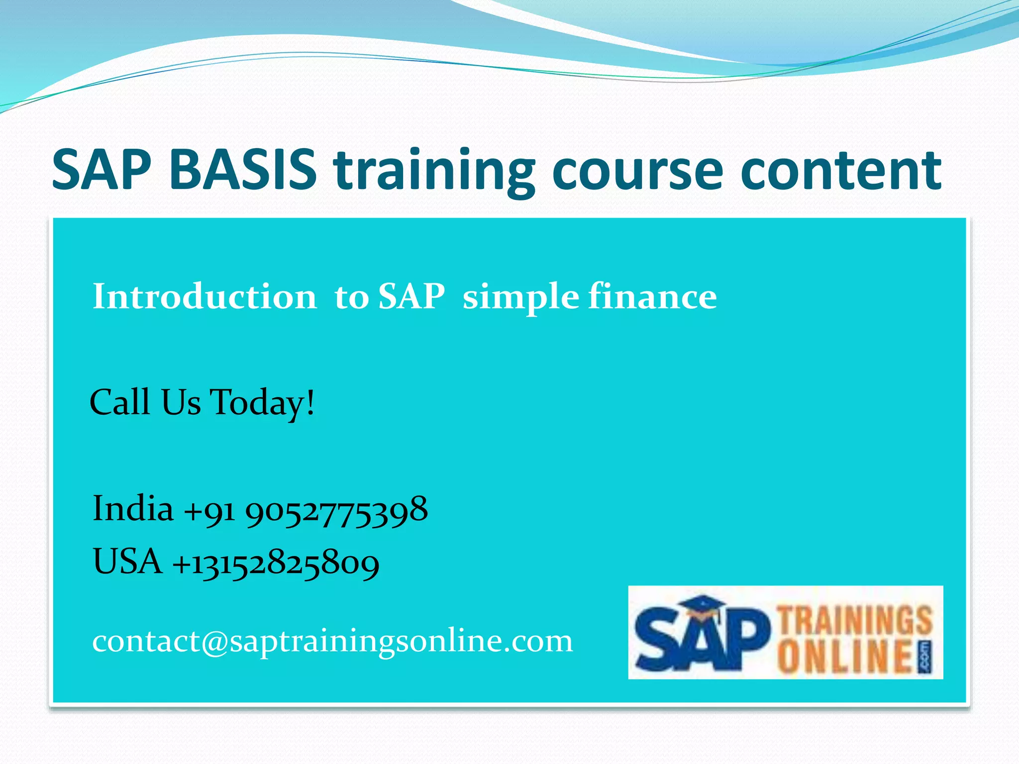 SAP BASIS Online Training | SAP Training | PPTX