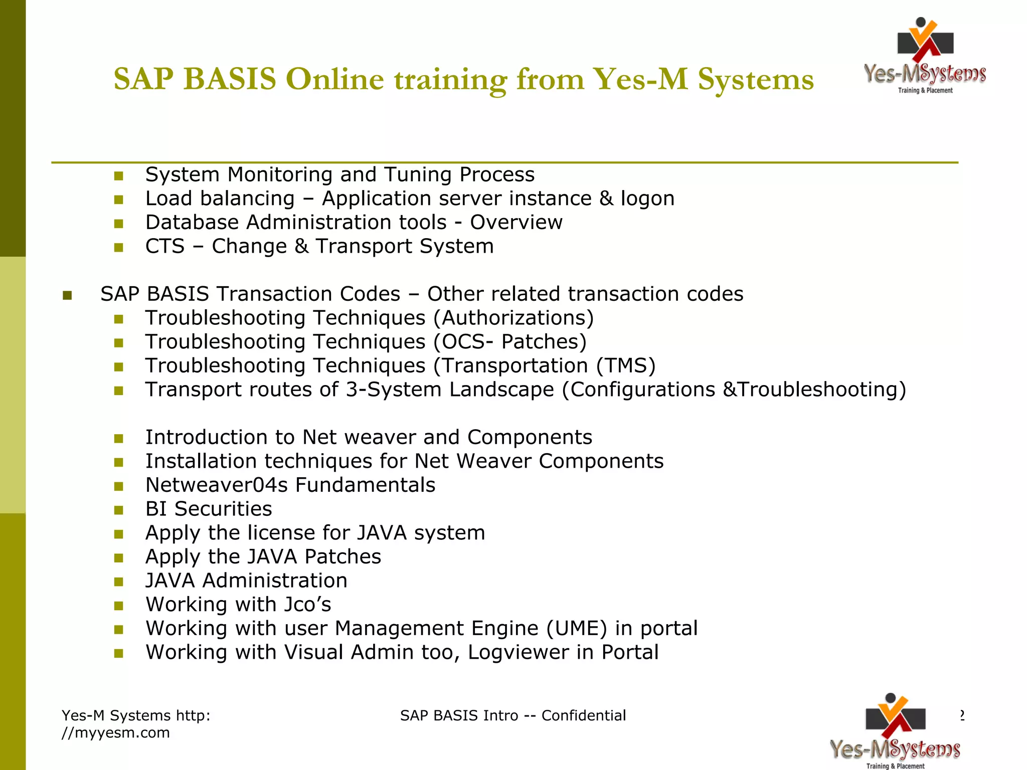 Sap basis course-contents | PDF | Operating Systems | Computer Software ...