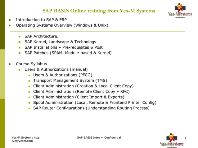 Sap basis course-contents | PDF | Operating Systems | Computer Software and Applications