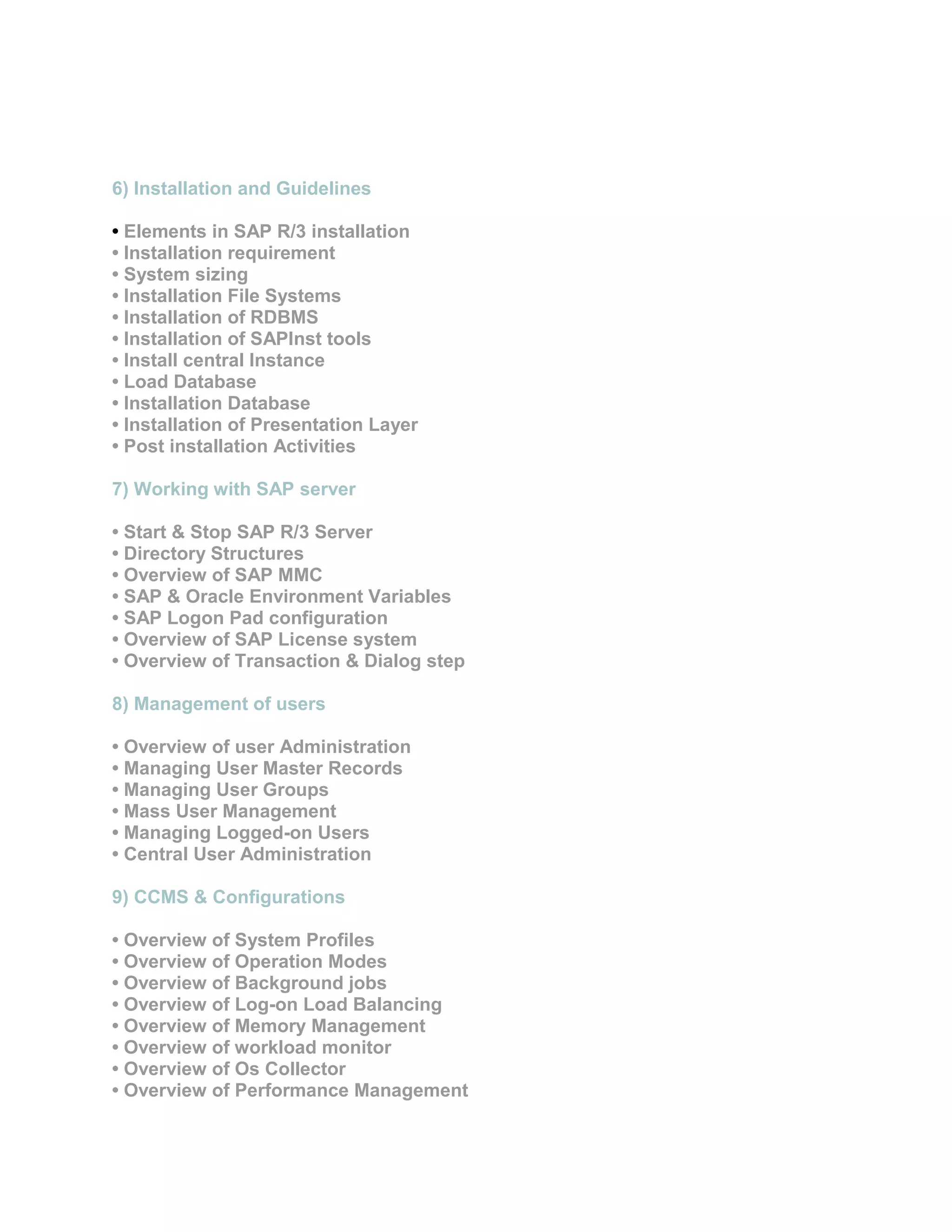 Sap basis course content | DOCX