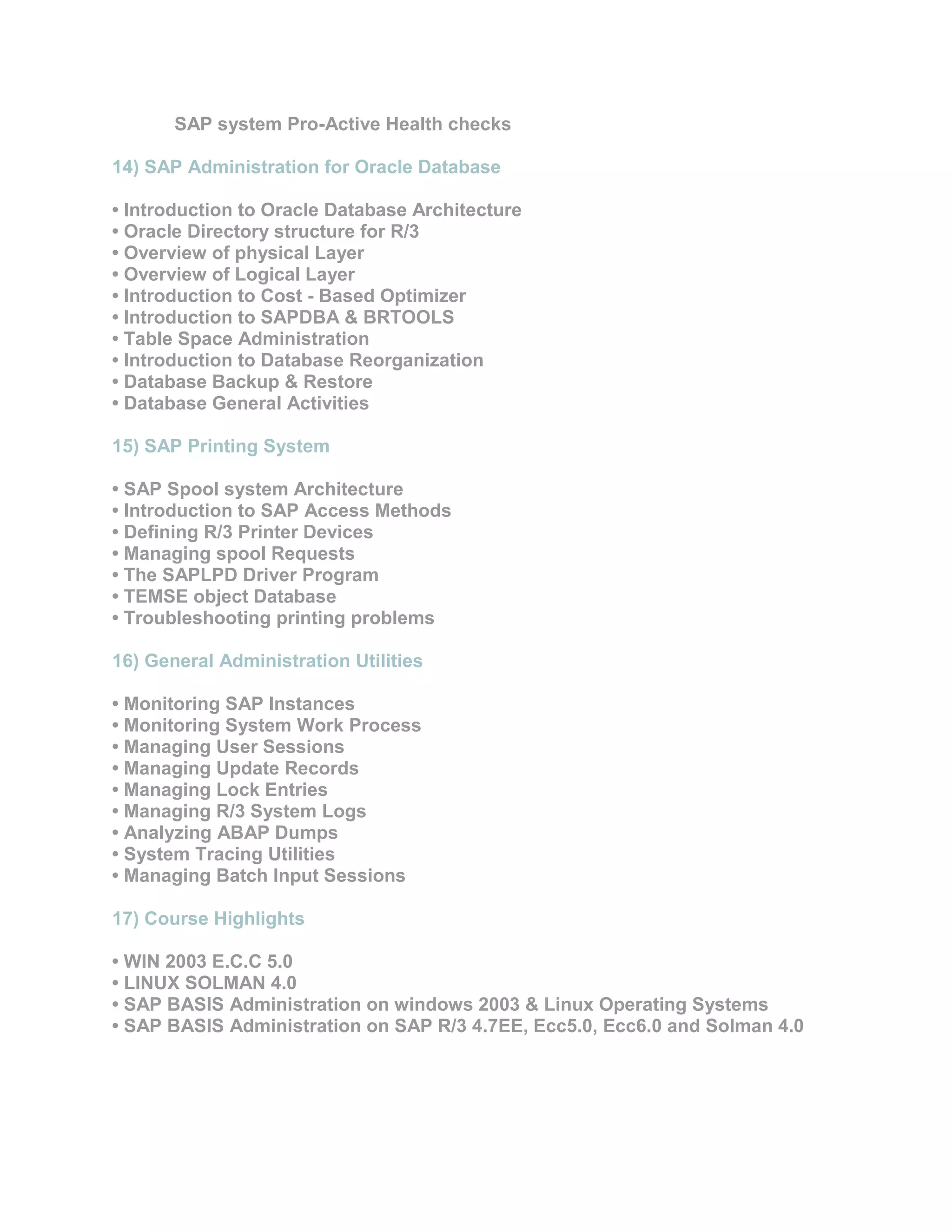 Sap basis course content | DOCX