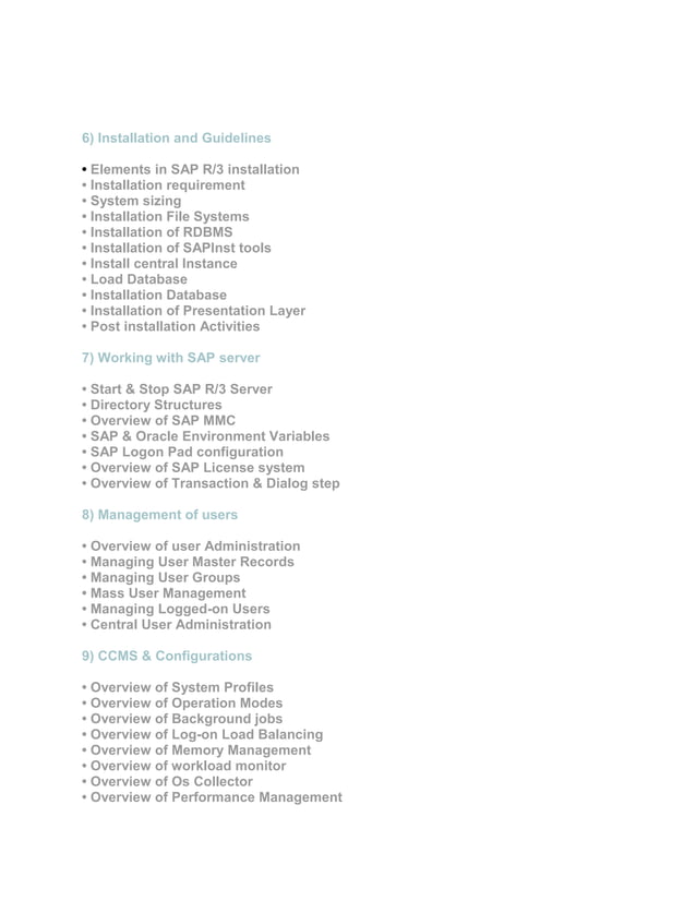 Sap basis course content | DOCX | Databases | Computer Software and ...