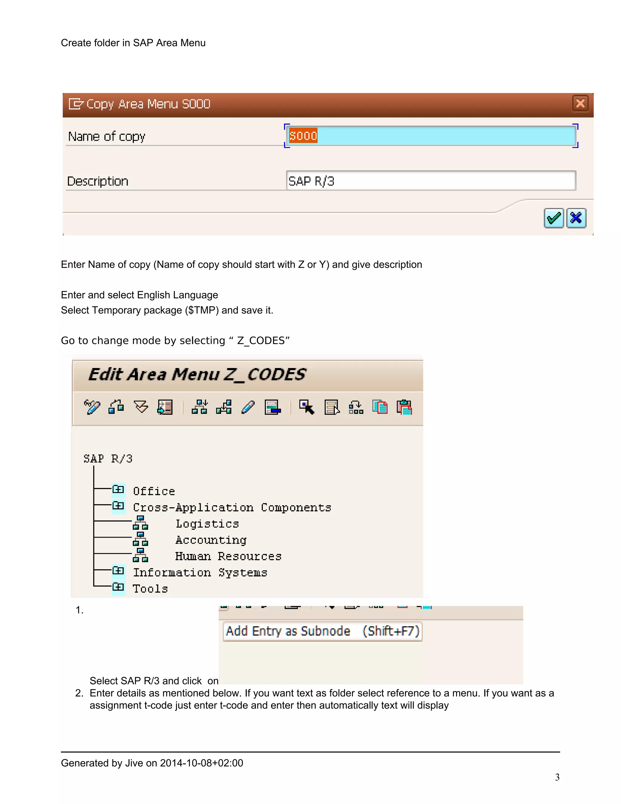 Sap basis create folder in sap area menu | PDF
