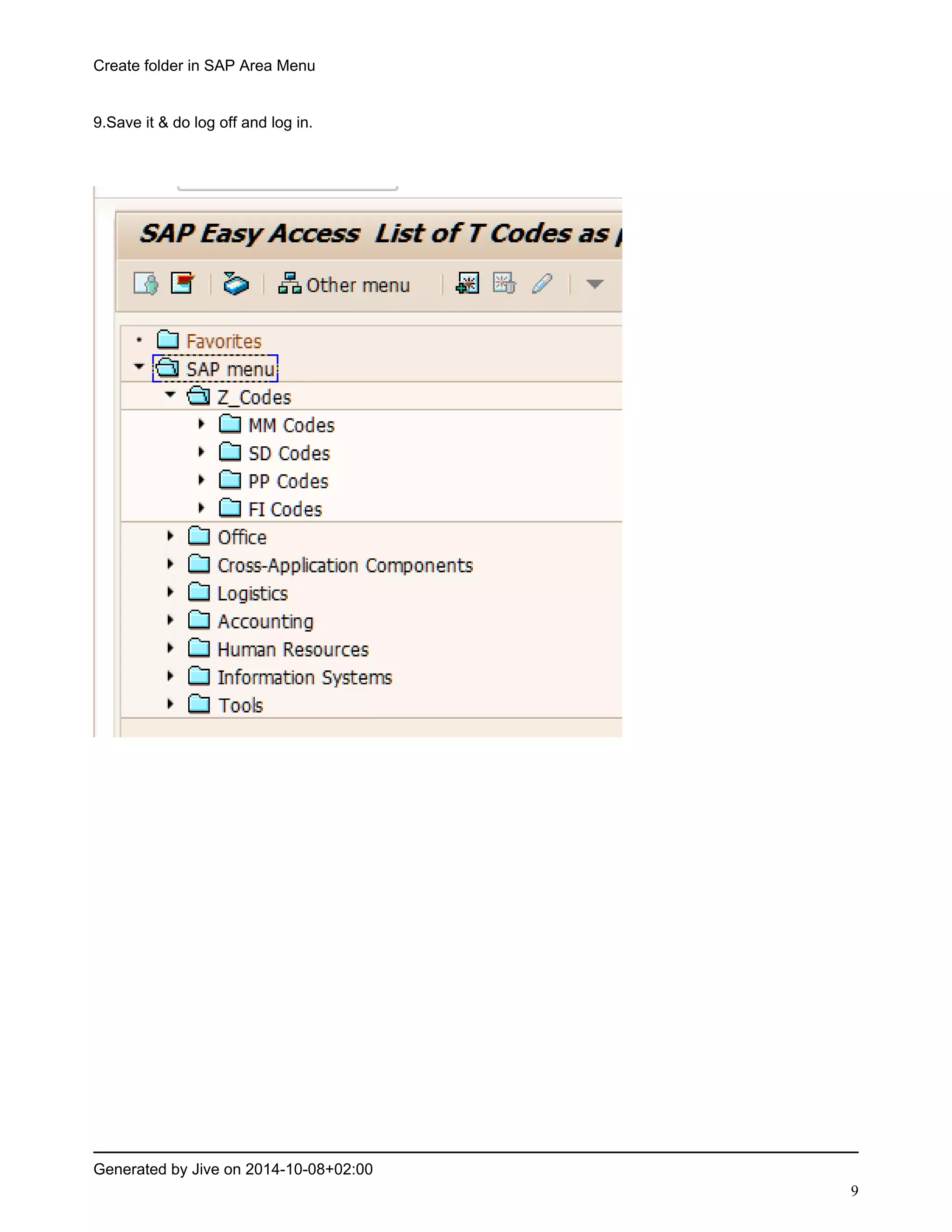 Sap basis create folder in sap area menu | PDF