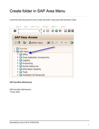 Sap basis create folder in sap area menu | PDF