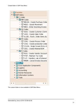 Sap basis create folder in sap area menu | PDF
